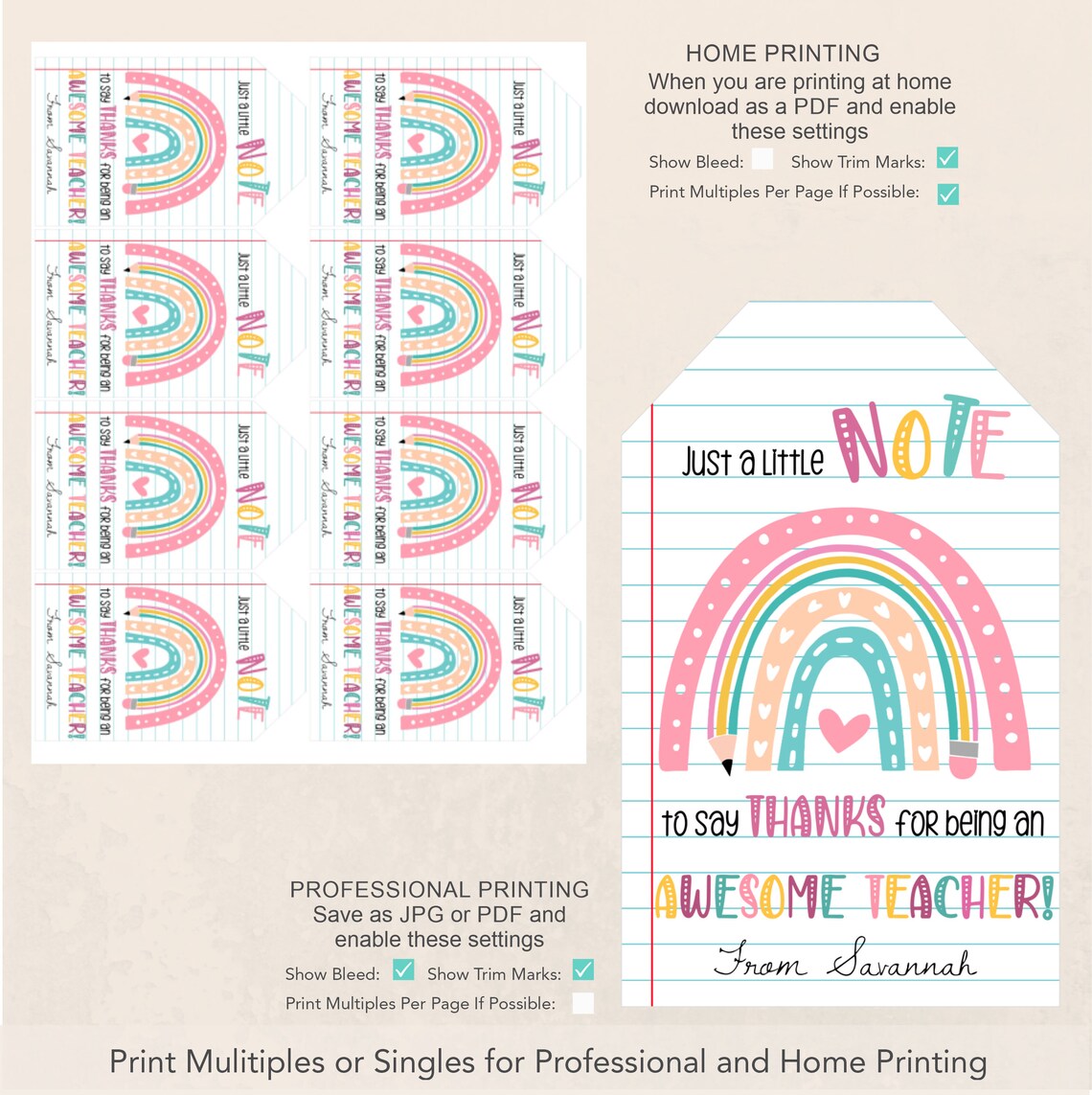 Editable Teacher Appreciation Gift Tags End of School Year - Etsy