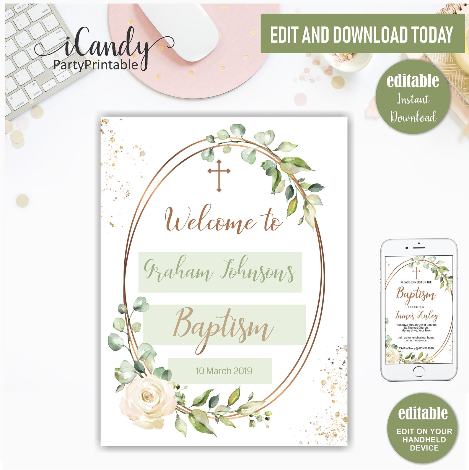 Baptism Welcome Sign Editable Baptism Welcome Sign - Etsy