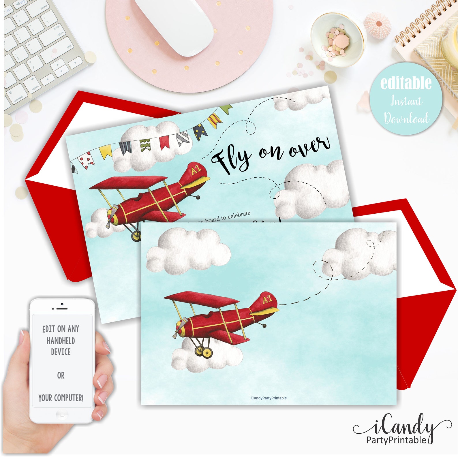 Airplane Invitation Airplane Party Invitation Template | Etsy