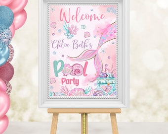 Editable Mermaid Birthday Welcome Sign, Mermaid Welcome Sign, Printable ...
