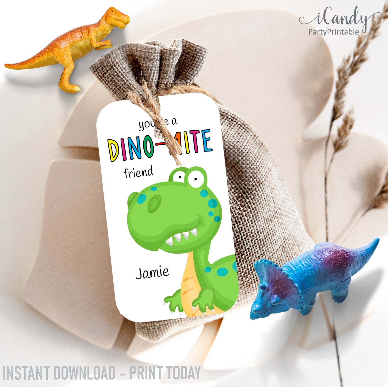 Dinosaur Birthday Party Printable Gift Tags Dinosaur Cards or | Etsy