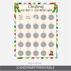 Elf Advent Calendar Scratch Off, Editable Advent Calendar, Printable ...