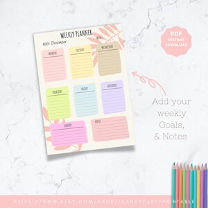 Weekly Planner Printable, Weekly Schedule, Week at a Glance, Weekly ...