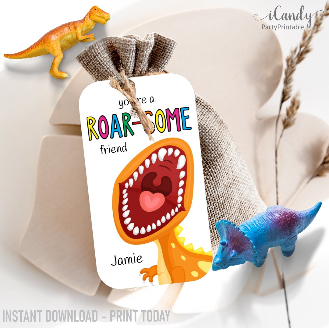 Dinosaur Birthday Party Printable Gift Tags, Dinosaur Cards or Tags ...