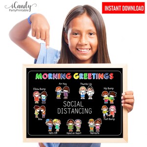 Social Distancing Greetings Classroom Poster Printable - Etsy