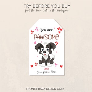 Pawsome Valentine's Day Tag for Kids, Valentine Treat Tag, You Are ...