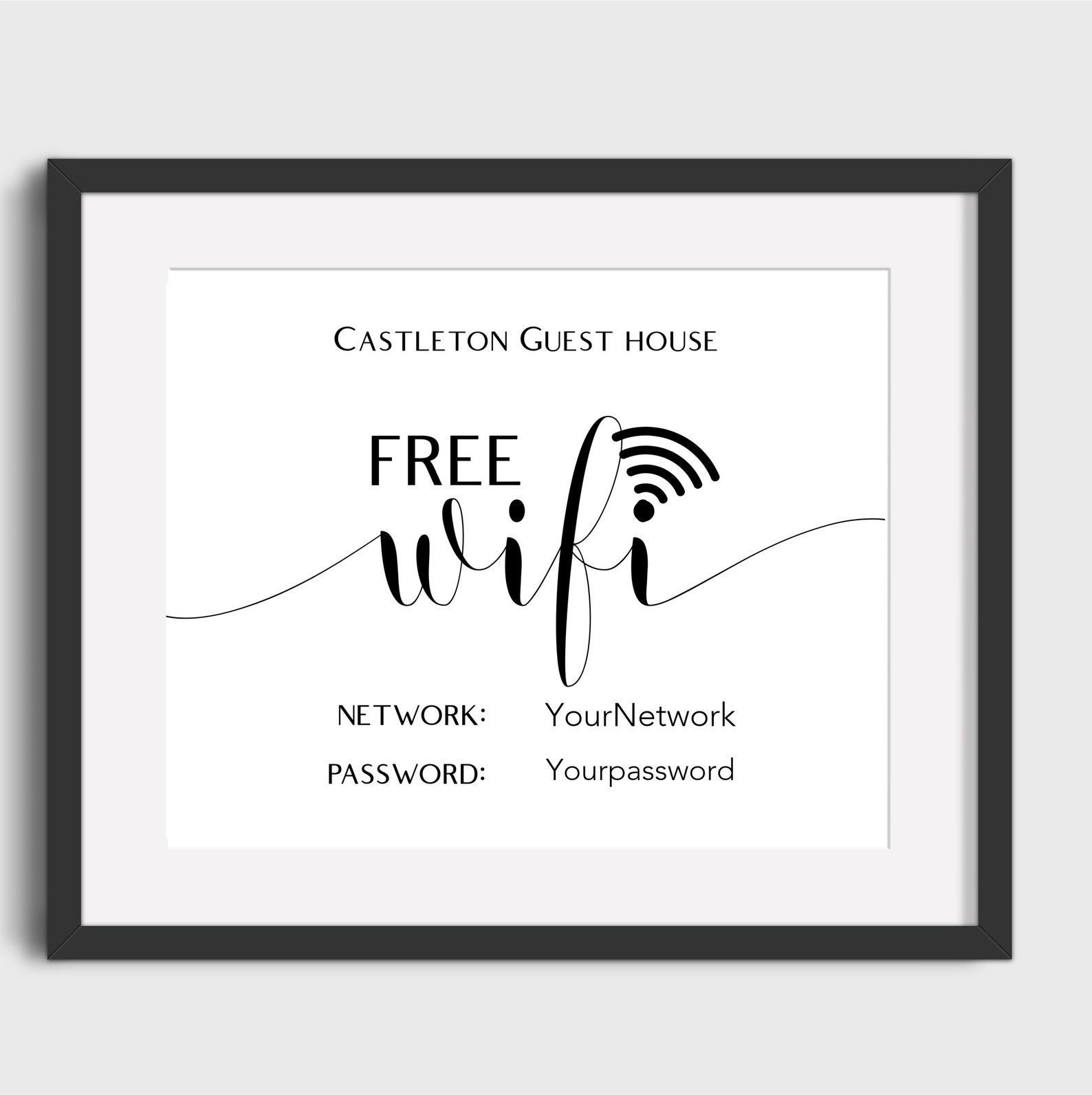 Printable Wi-fi Password Sign Editable Wifi Sign Free Wifi | Etsy