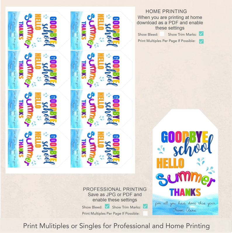 Editable Teacher Appreciation Gift Tags End of School Year - Etsy
