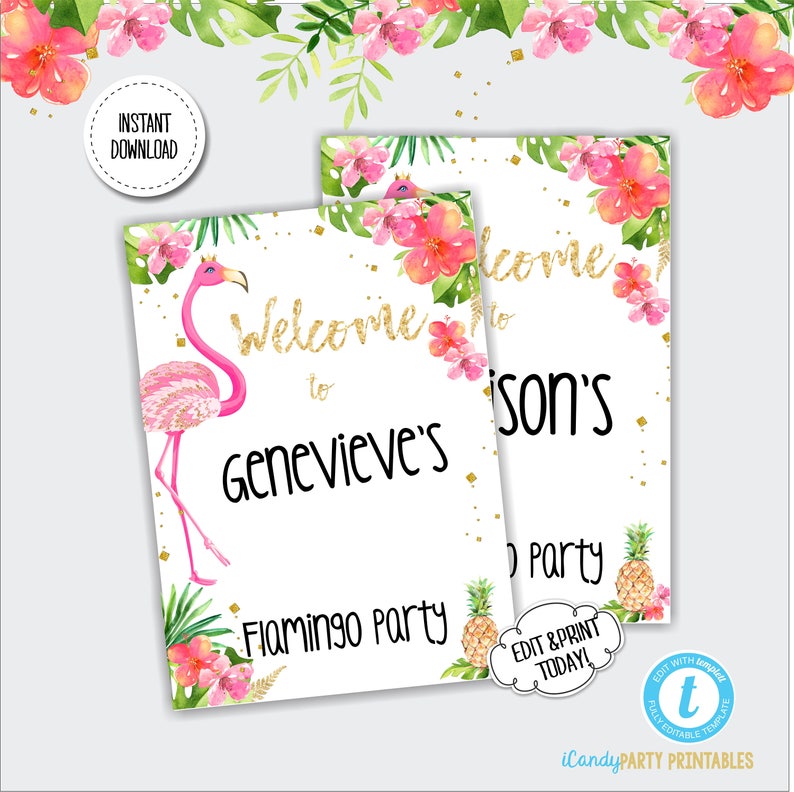 Flamingo Welcome Poster Flamingo Welcome Sign Flamingo 11x16 | Etsy
