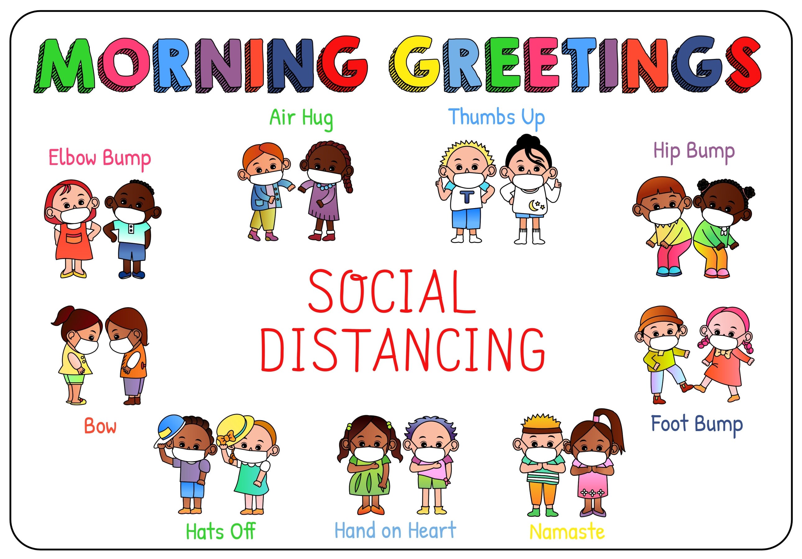 Social Distancing Greetings Poster Teacher Sign Printable Etsy
