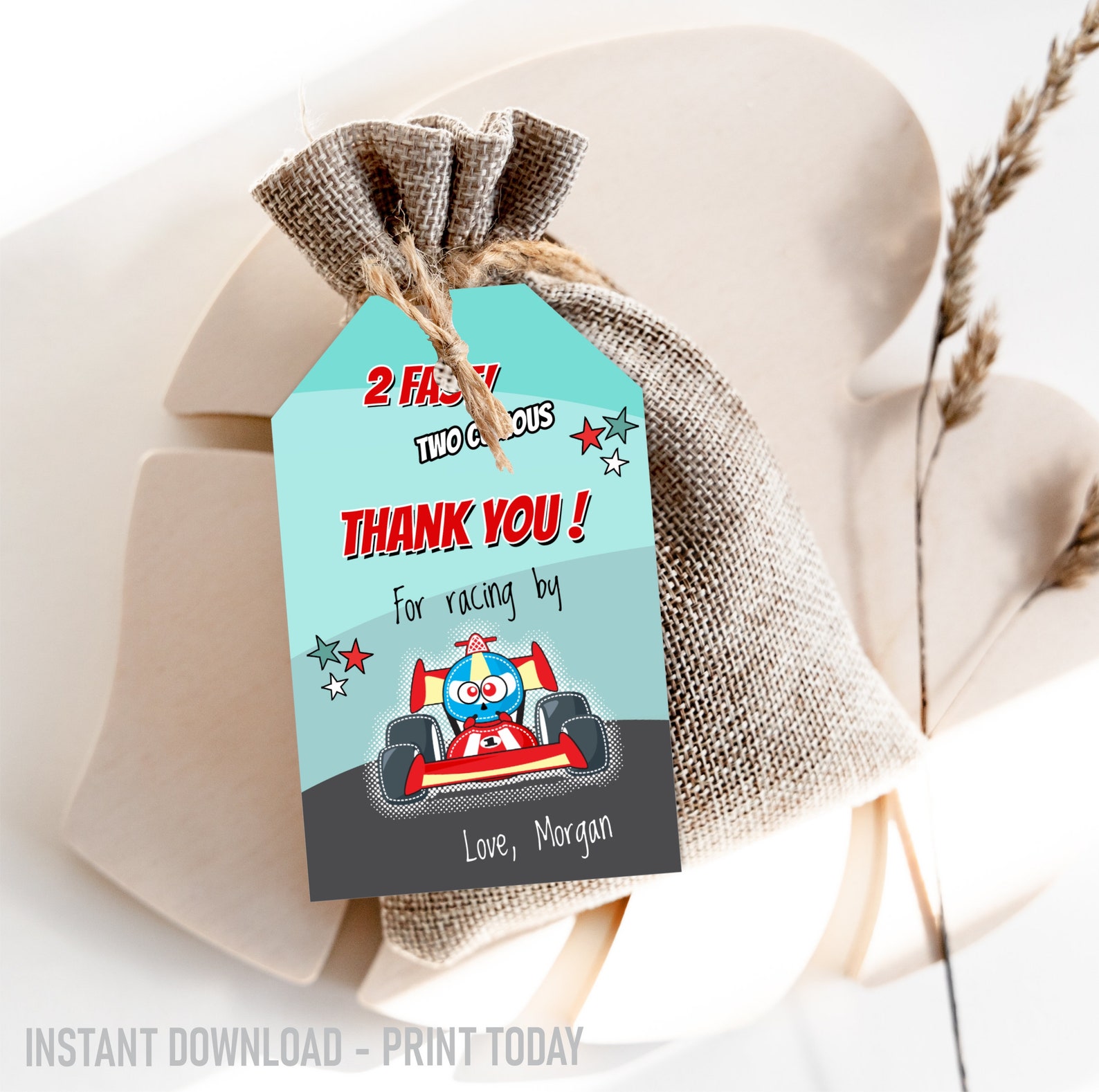 Printable Racing Car Favor Tags Car Gift Tags 2 Fast Two | Etsy
