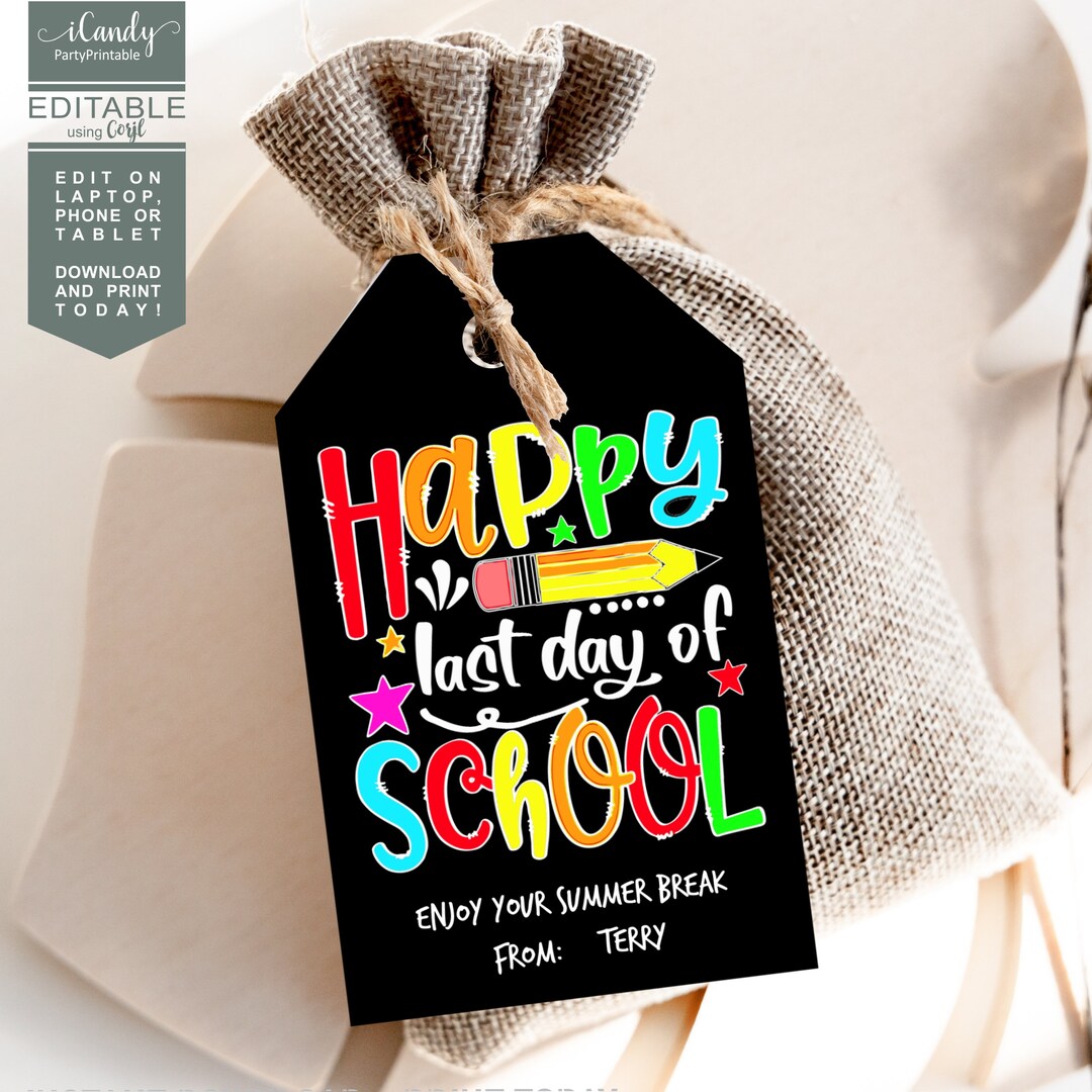 End of School Year Tag Printable, Teacher Appreciation Tags, Summer ...