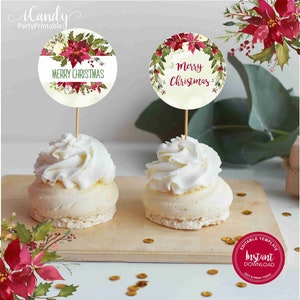 Christmas Cupcake Toppers Printable 2 Inch Circle Cupcake - Etsy