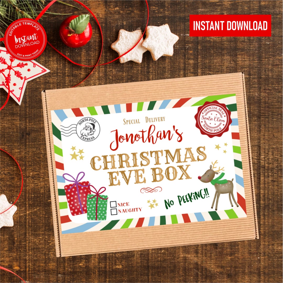 Christmas Eve Box Label, Personalized Christmas Eve Box Label, Night ...