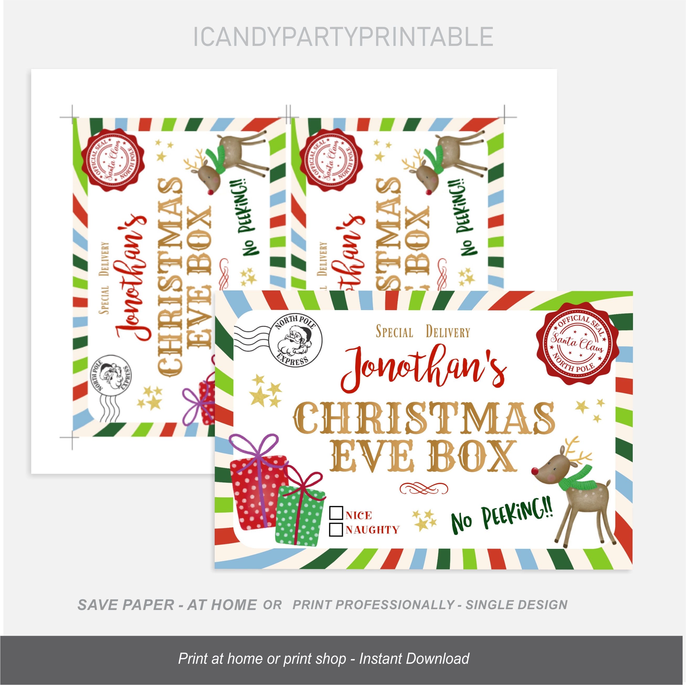 Christmas Eve Box Label Personalized Christmas Eve Box Label | Etsy