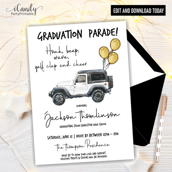Editable Drive By Graduation Parade Invitation, Drive Through ...