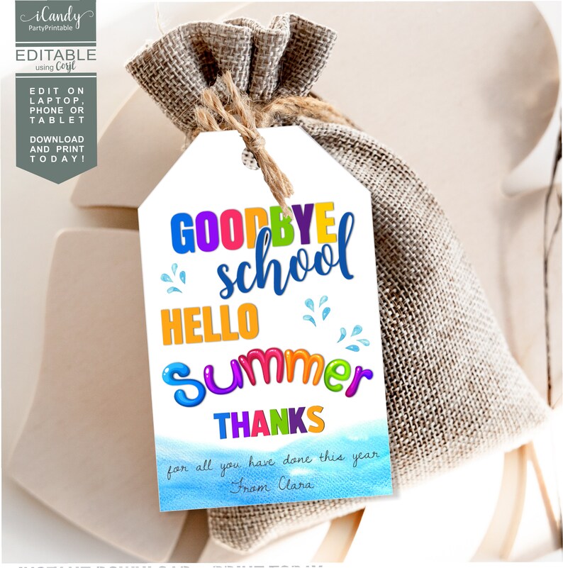 Editable Teacher Appreciation Gift Tags End of School Year - Etsy