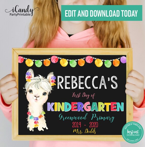 First Day of Kindergarten Sign Back to School Sign for a | Etsy