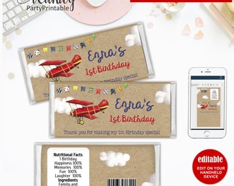 Airplane Chocolate Bar Wrapper Template Editable Chocolate | Etsy