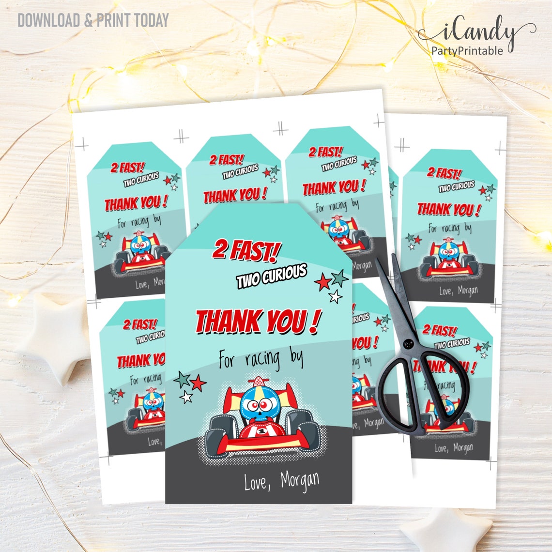 Printable Racing Car Favor Tags Car Gift Tags 2 Fast Two - Etsy