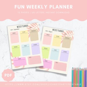 Weekly Planner Printable, Weekly Schedule, Week at a Glance, Weekly ...