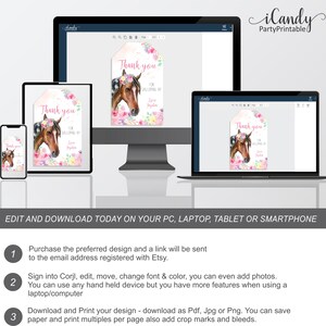 Editable Horse Favor Tags, Horse Birthday Party Tags, Thank You Tags ...