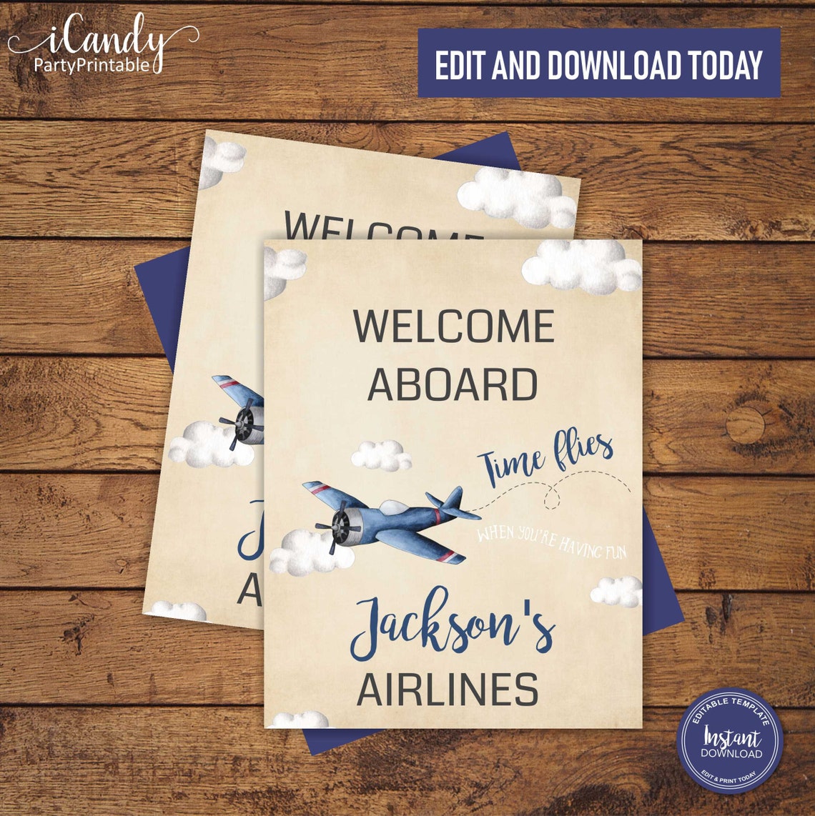 Airplane Party Welcome Sign Airplane Boy Birthday Welcome | Etsy