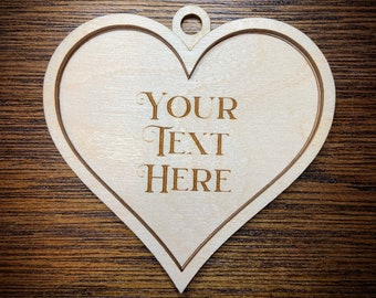 Wooden Heart Name Tag // Engraved Heart Name Tag // Wedding Labels ...