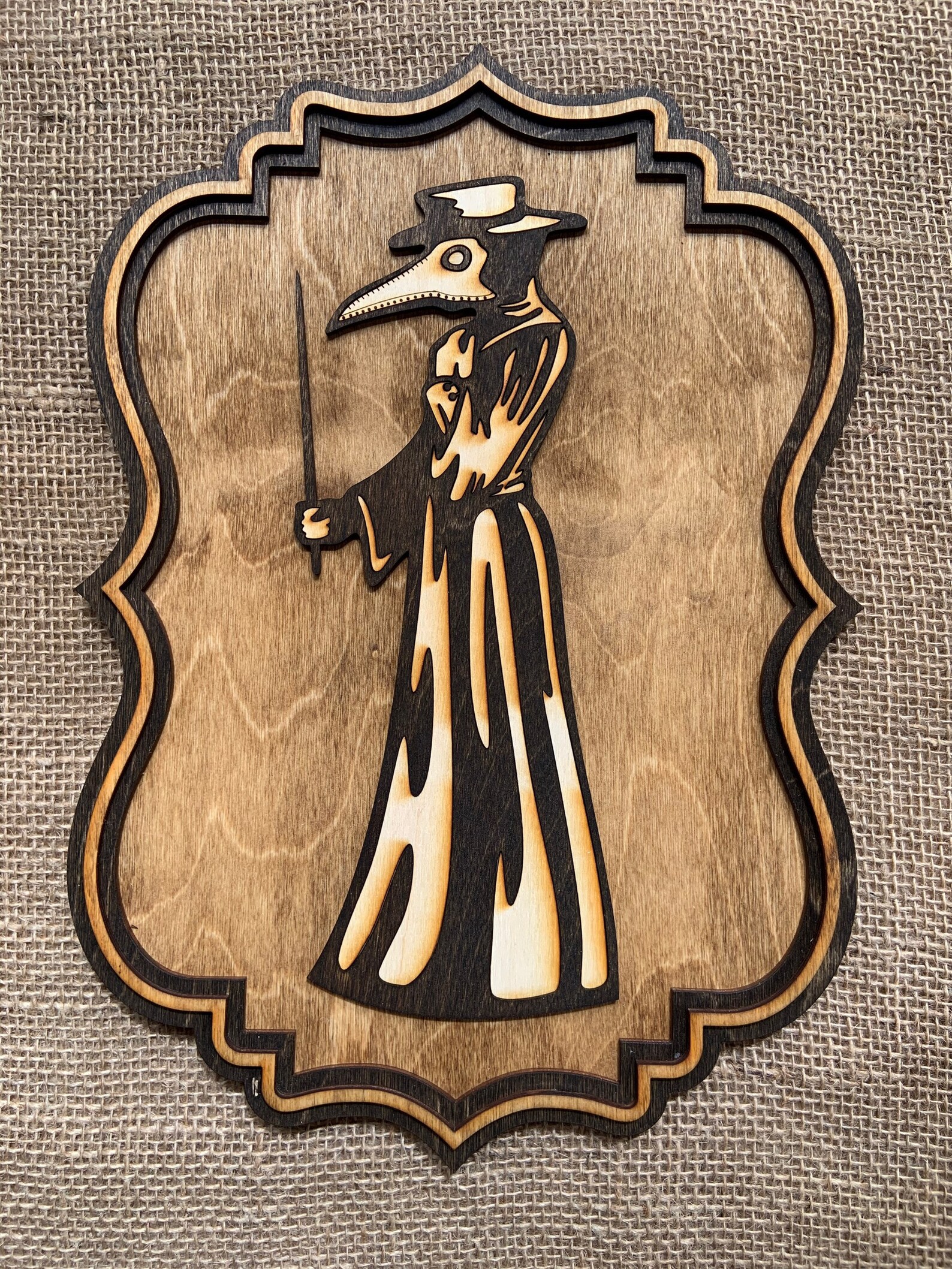 Female Plague Doctor on Plaque Laser Cut Wood Wall Decor - Etsy