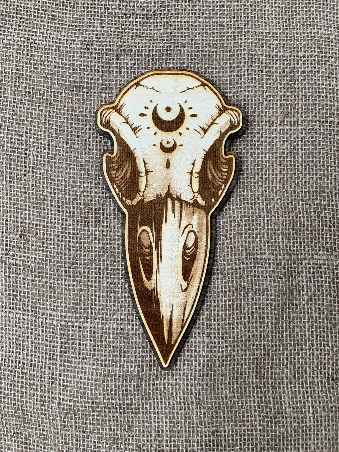 Raven Skull Laser Engraved Wood Wall Decor - Etsy