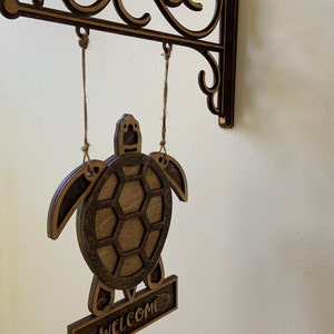 Custom Wood Hanging Sign - Turtle / Welcome - Etsy