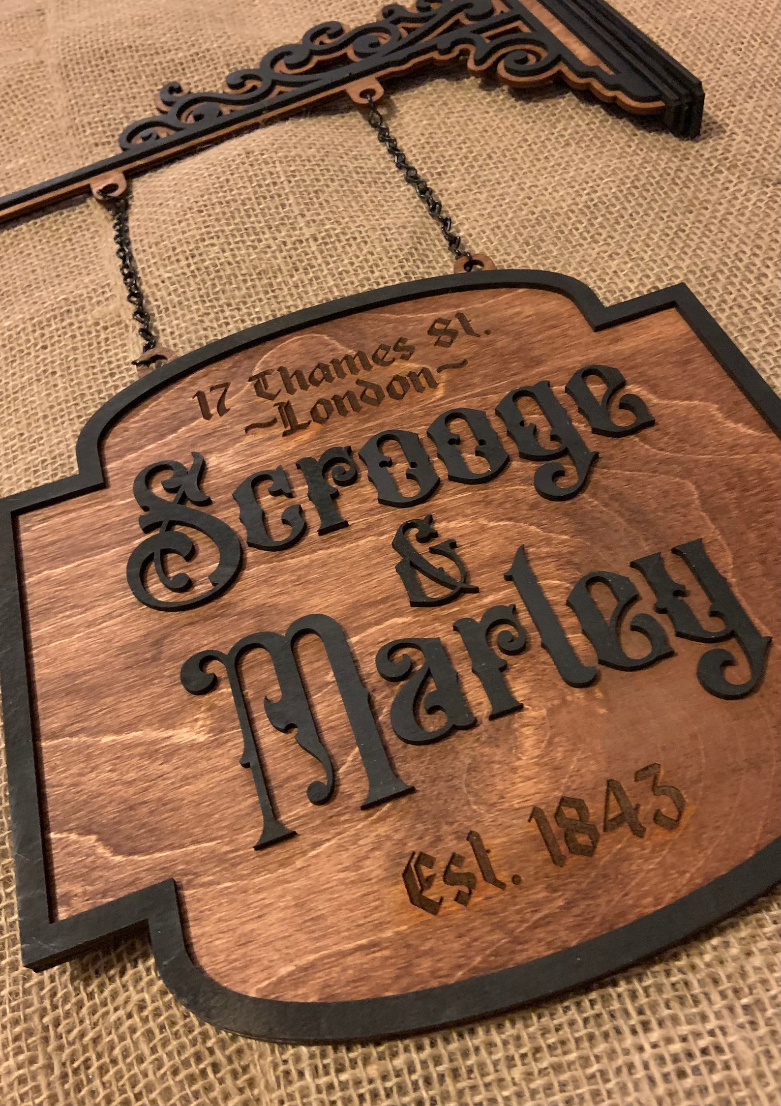 Scrooge & Marley Two-sided Hanging Wall Sign With Bracket - Etsy