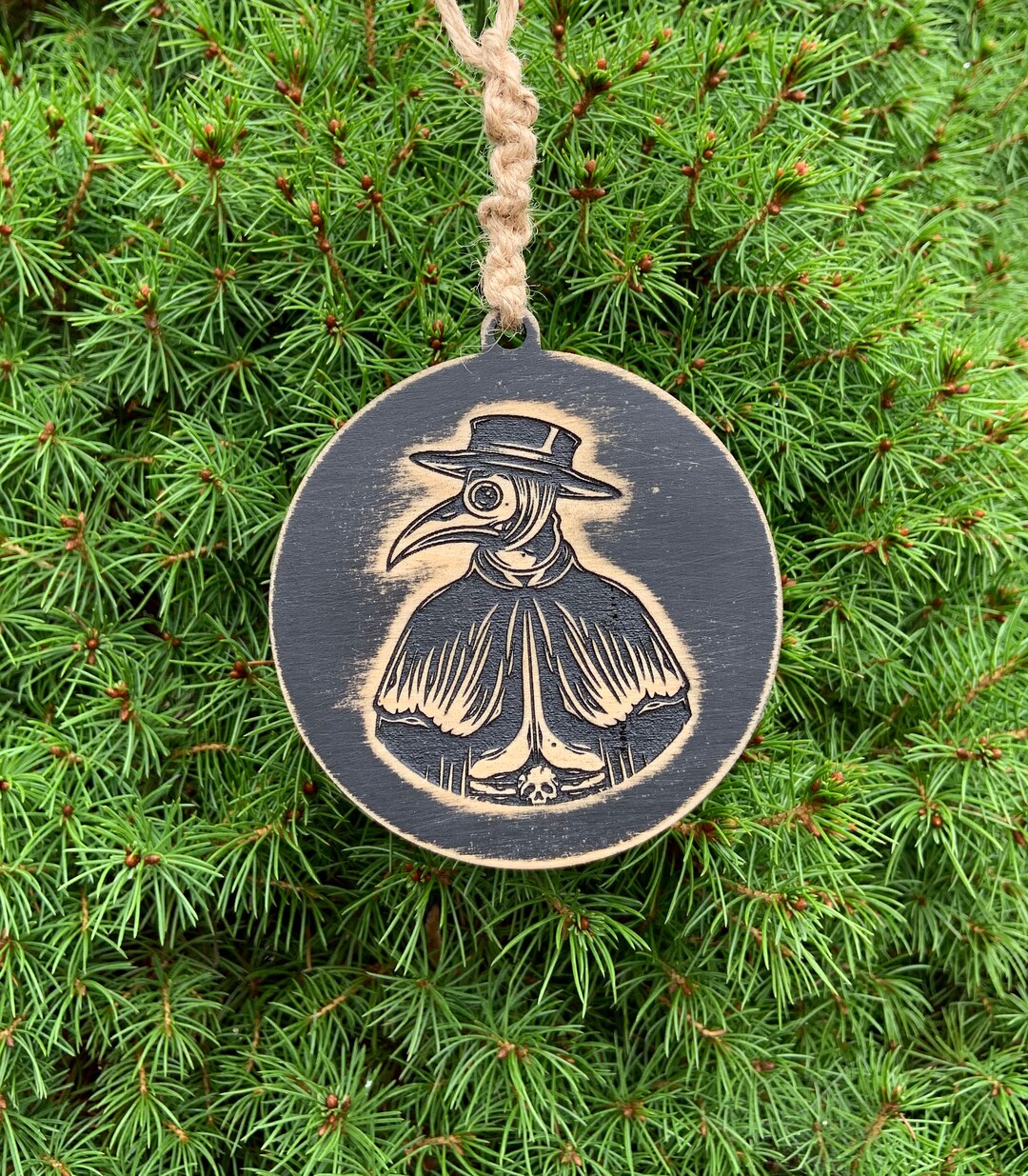 Black Laser Engraved Plague Doctor Ornament - Etsy