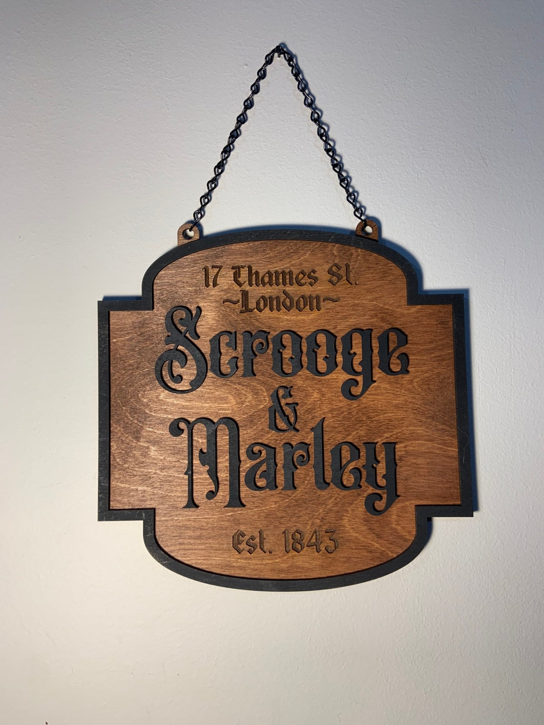 Scrooge & Marley Wood Hanging Wall Sign - Etsy