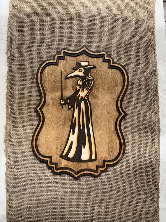 Female Plague Doctor on Plaque Laser Cut Wood Wall Decor - Etsy