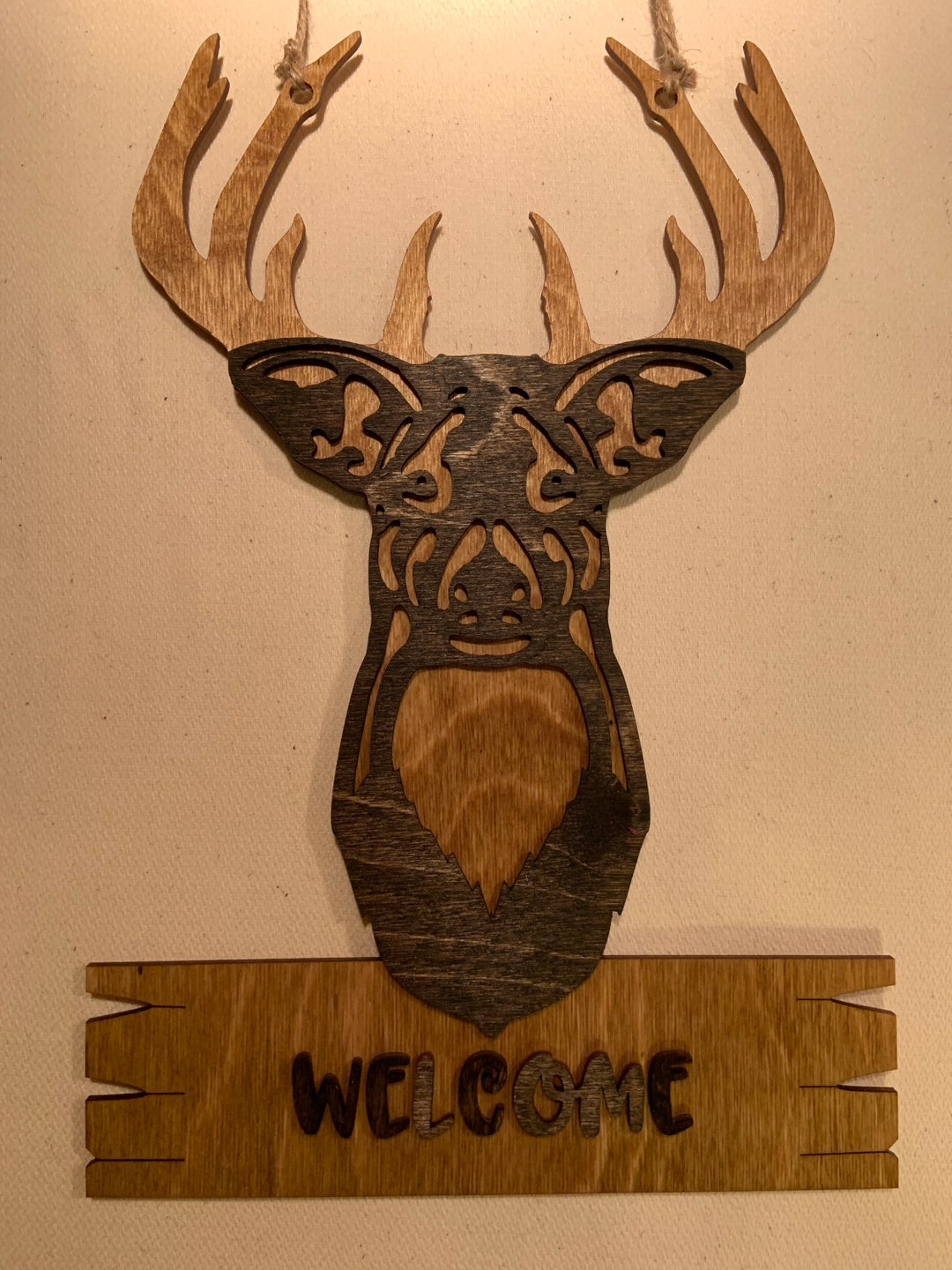 Custom Wood Hanging Sign - Deer/ Welcome - Etsy