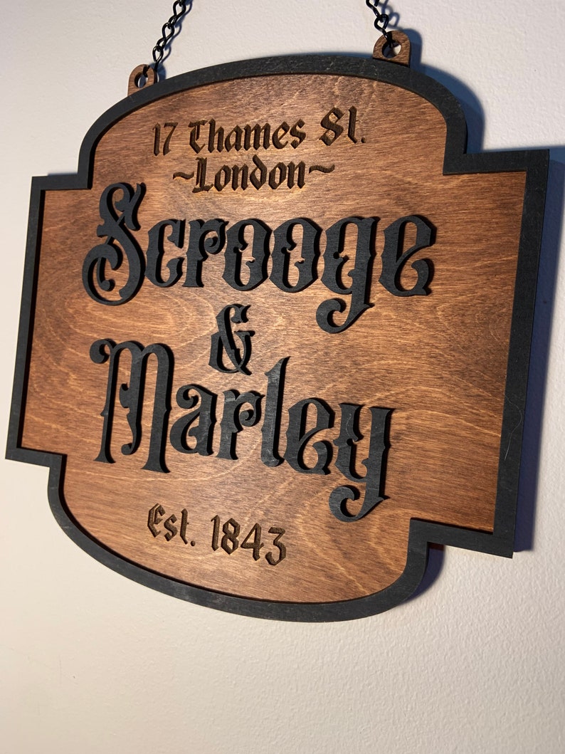 Scrooge & Marley Wood Hanging Wall Sign - Etsy