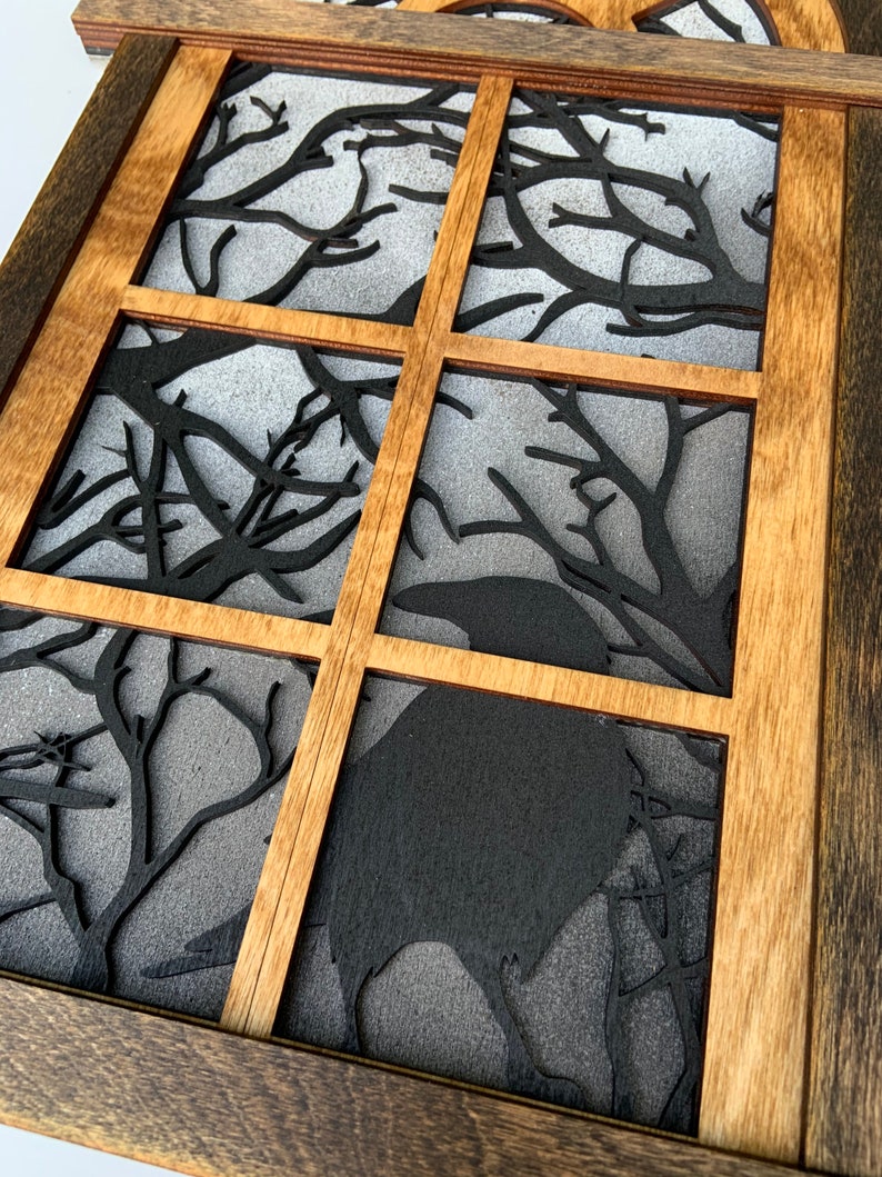 Window With Raven Lasered Wall Decor - Etsy