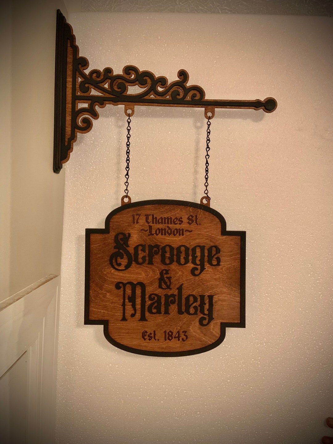 Scrooge & Marley Two-sided Hanging Wall Sign With Bracket - Etsy