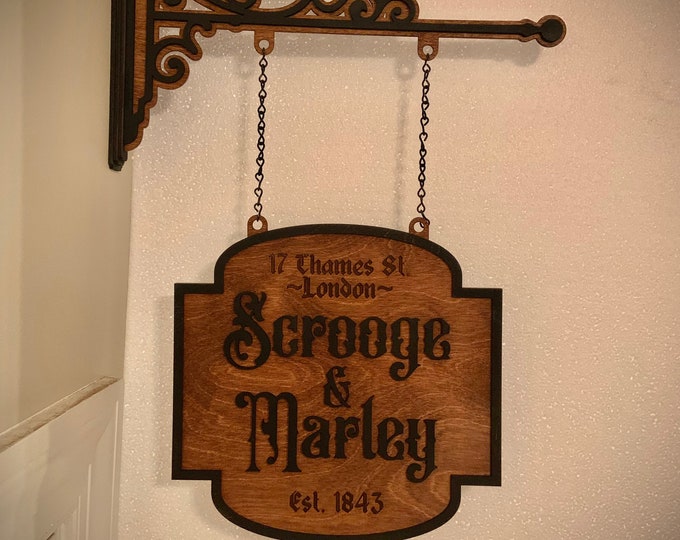 Scrooge & Marley Two-sided Hanging Wall Sign With Bracket - Etsy