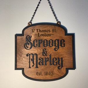 Scrooge & Marley Wood Hanging Wall Sign - Etsy