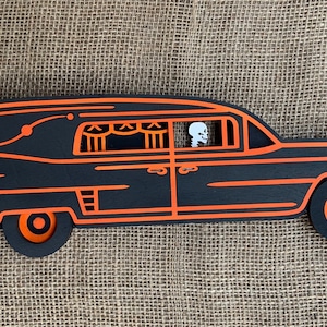 Vintage Inspired Halloween Hearse Wall Art - Halloween Decor ...