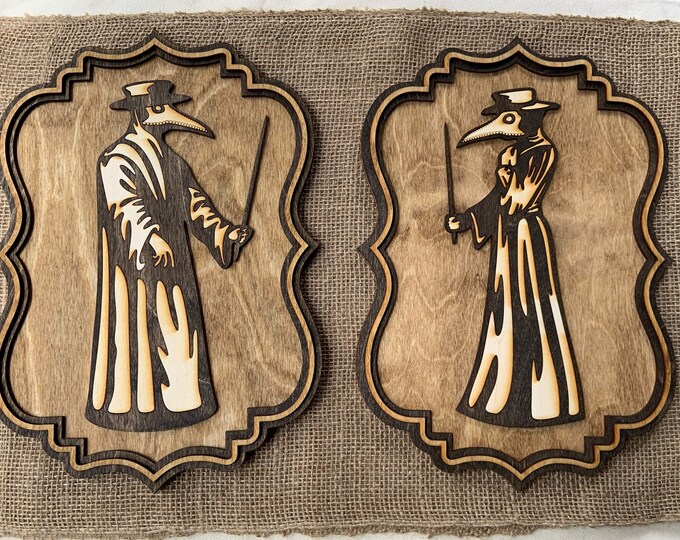 Plague Doctor Plaque Set of Two Male and Female Laser Cut - Etsy