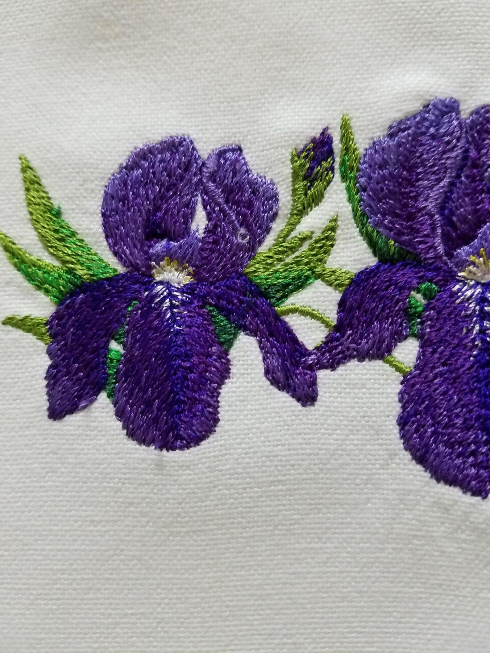 Embroidered Purple Irises/embroidered Iris/embroidered Flower/iris ...