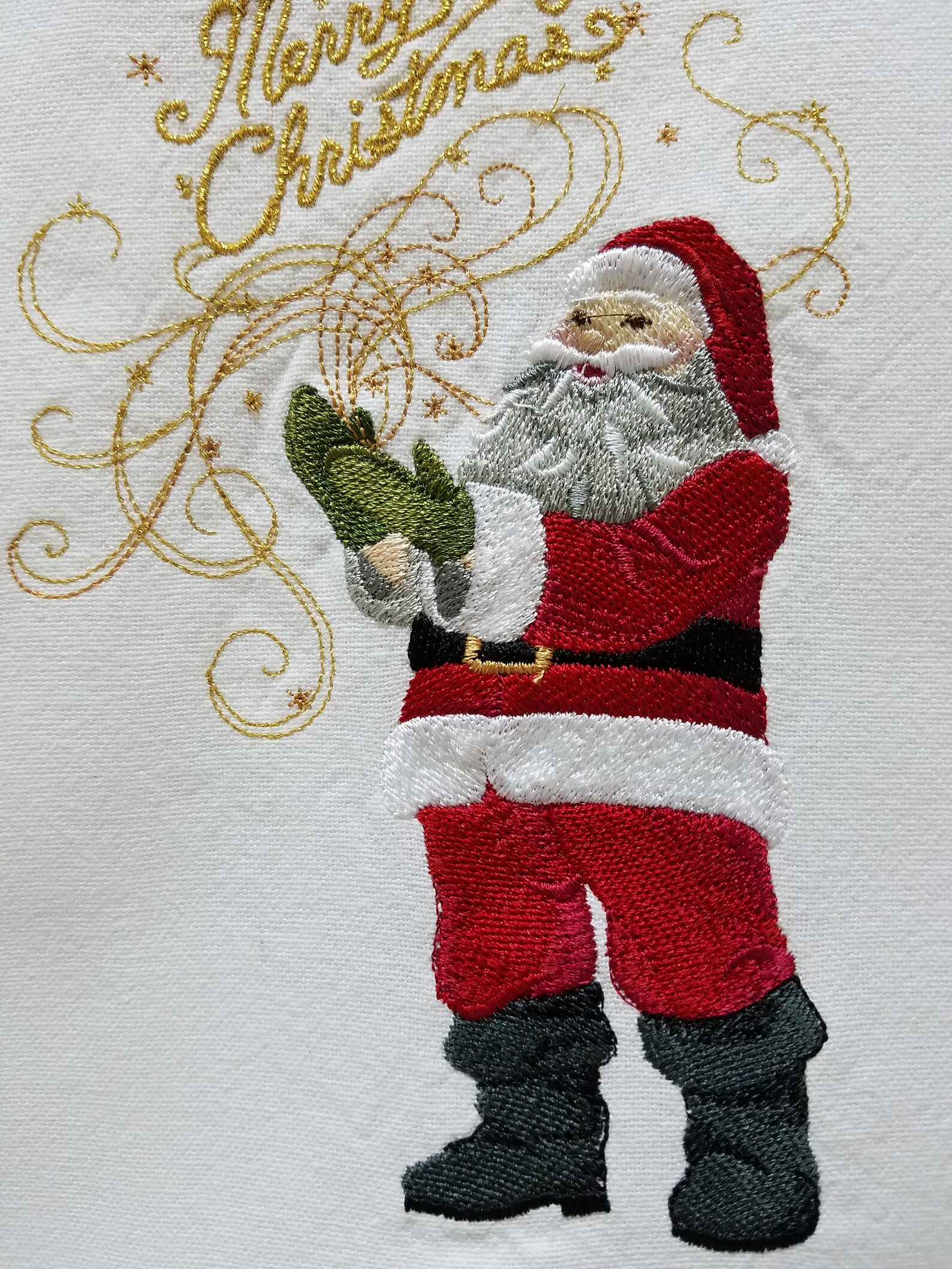 Machine Embroidered Santa/merry Christmas Santa Embroidered - Etsy
