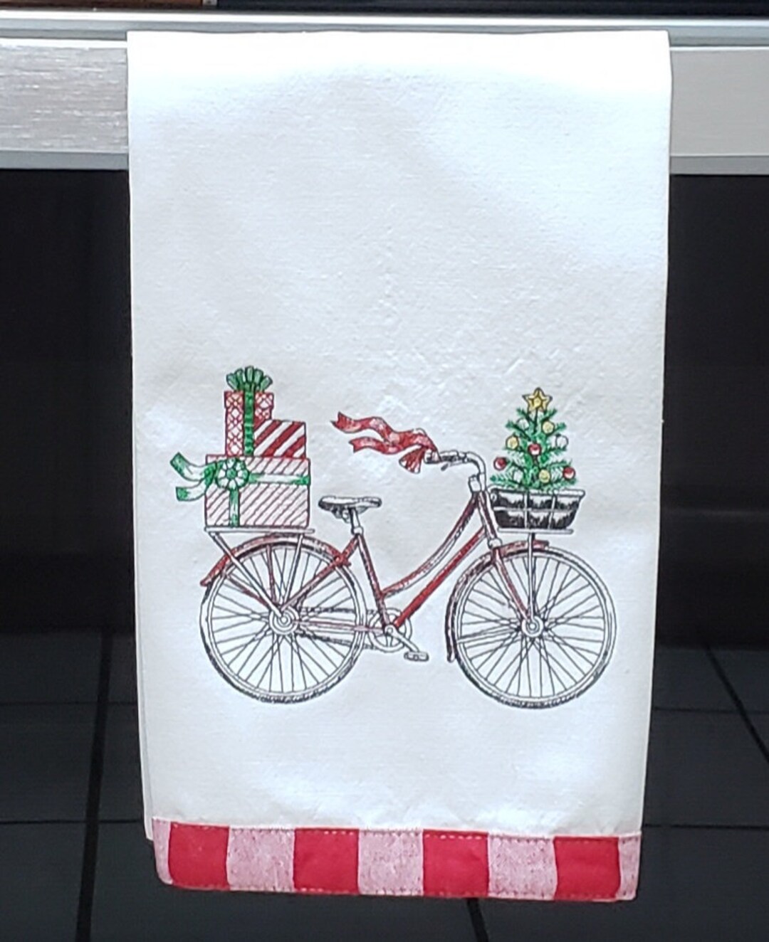 Machine Embroidered Christmas Bicycle/christmas Bicycle/christmas ...