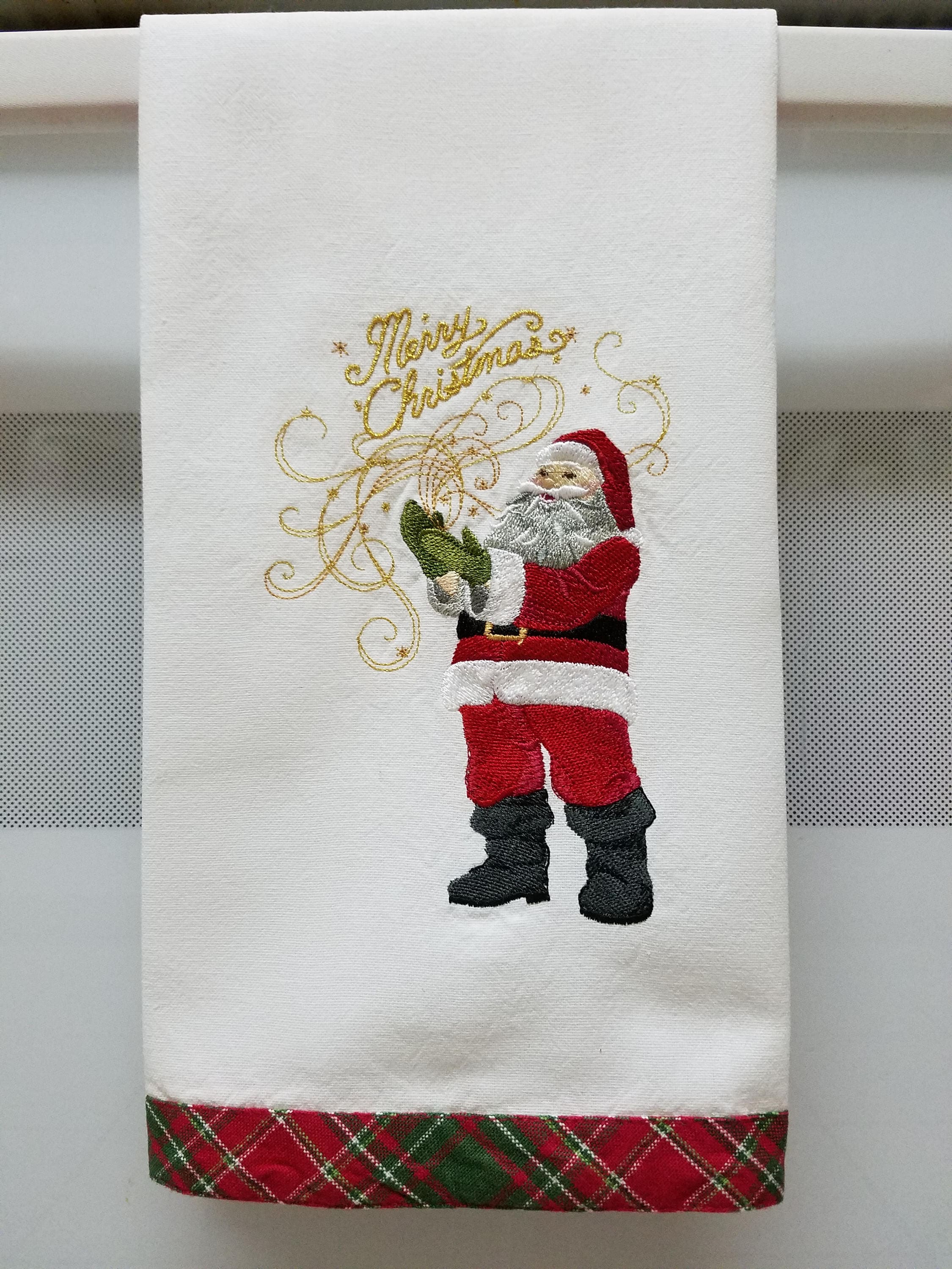 Machine Embroidered Santa/merry Christmas Santa Embroidered | Etsy