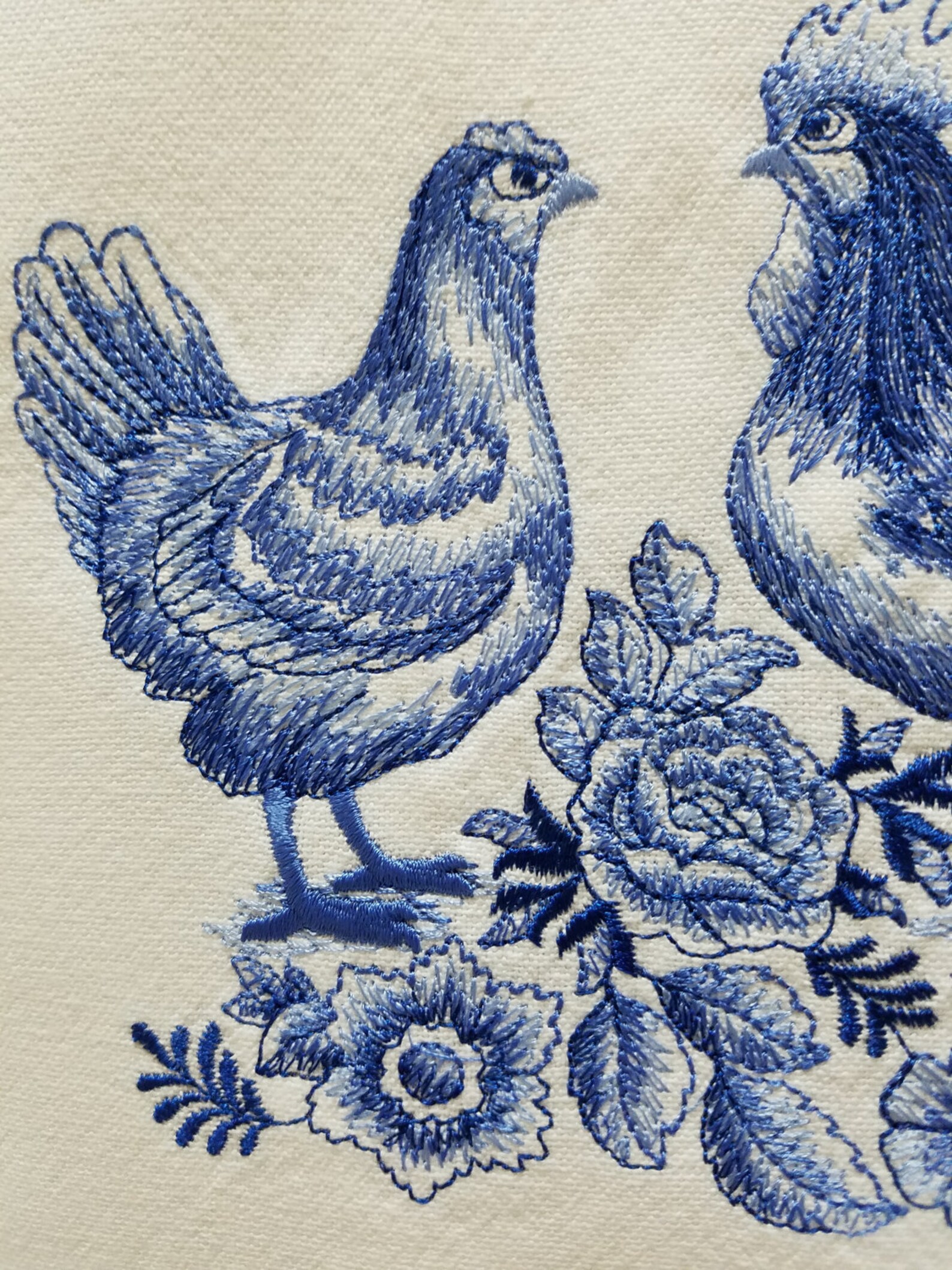 Delft Blue Hen and Rooster Embroidered Kitchen/tea Towel - Etsy
