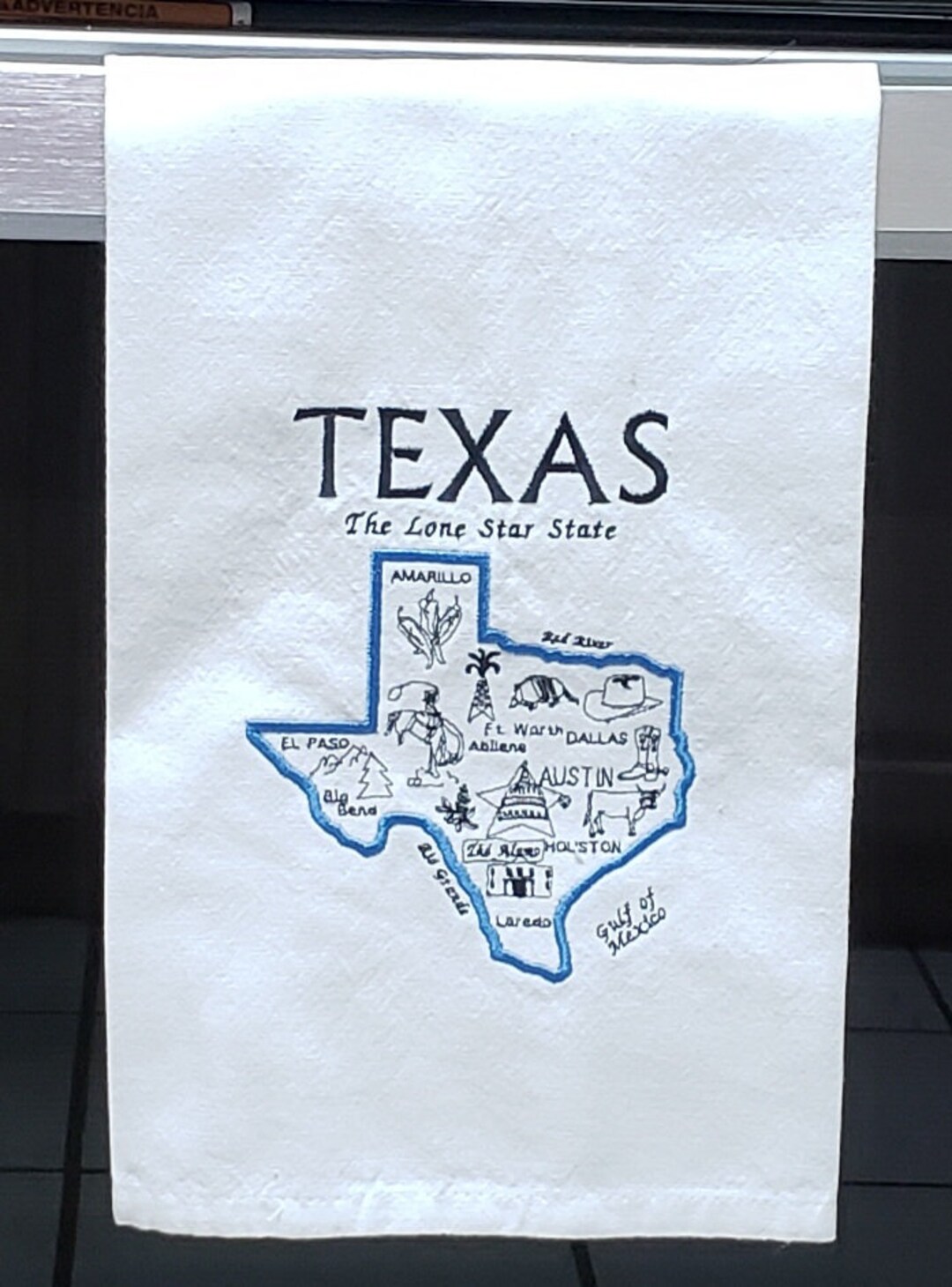 Embroidered Texas Tea Towel, Map of Texas, Kitchen Gift, Texas: the ...