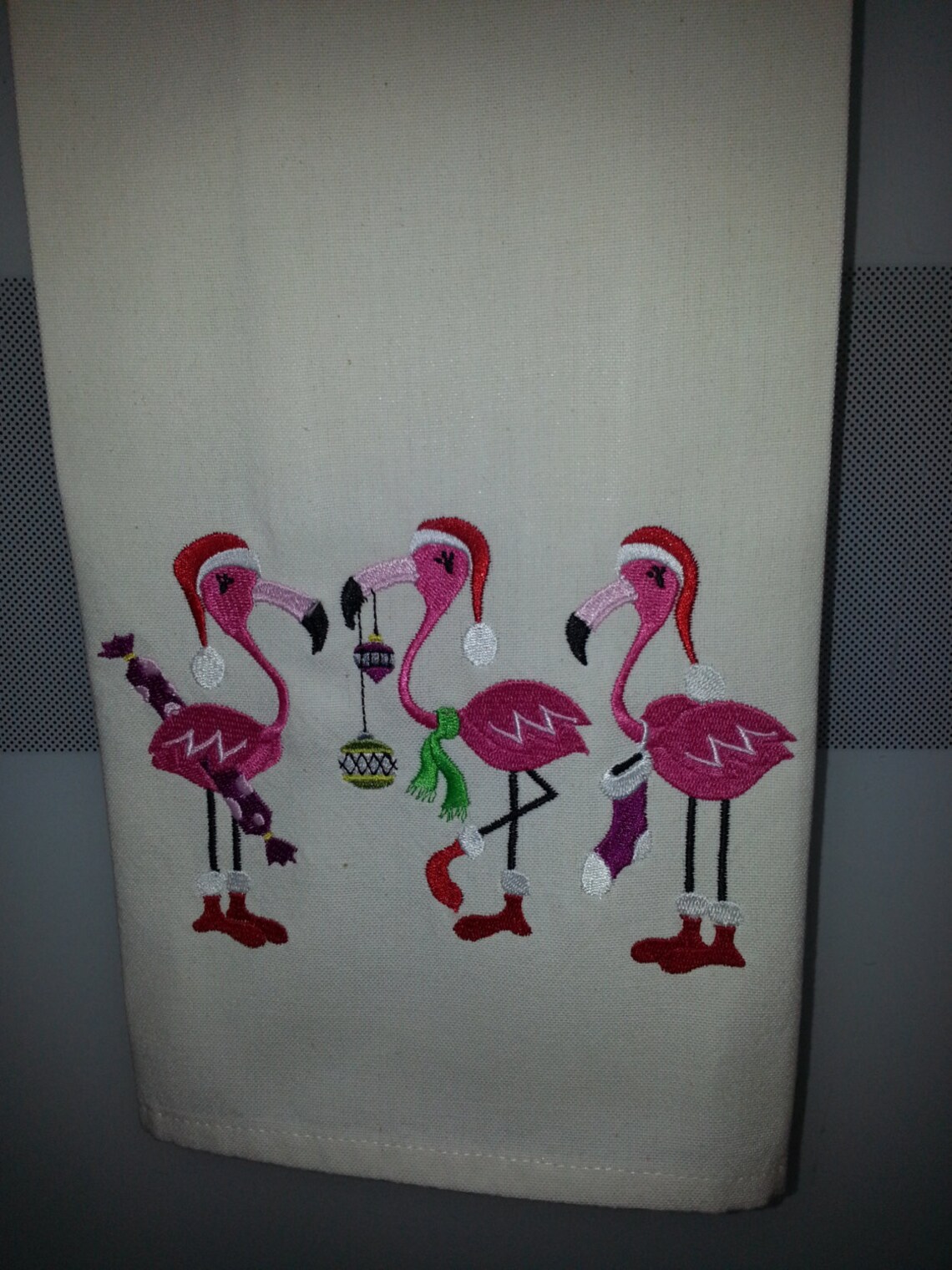 Embroidered Flamingos/merry Flamingo Christmas Embroidered - Etsy
